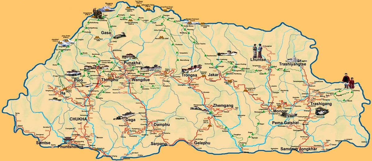 mappa-bhutan - Viaggindia tour operator